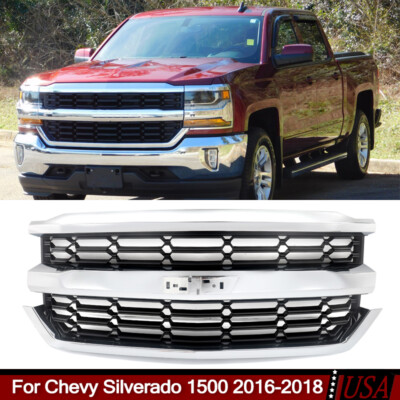 Fit For Chevrolet Silverado 1500 2016-18 Chrome+Black Front Bumper ...