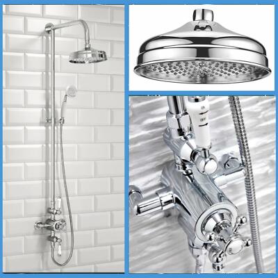 Edwardian Traditional Shower Dual Exposed Chrome Thermostatic Shower ...