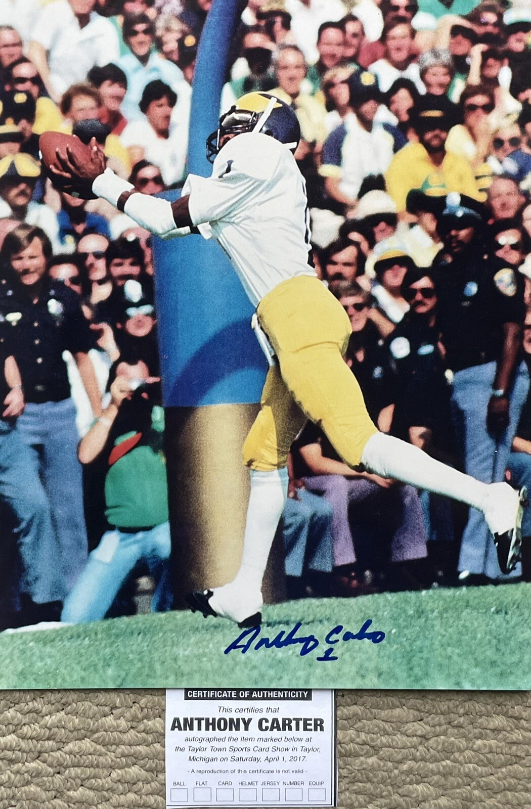 Anthony Carter Michigan Autographed 11x14 TD Catch vsND COA | eBay