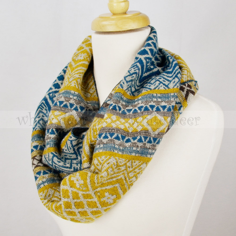 Pashmina Knit Infinity Winter Scarf Elastic Warm Geometric Pattern ...