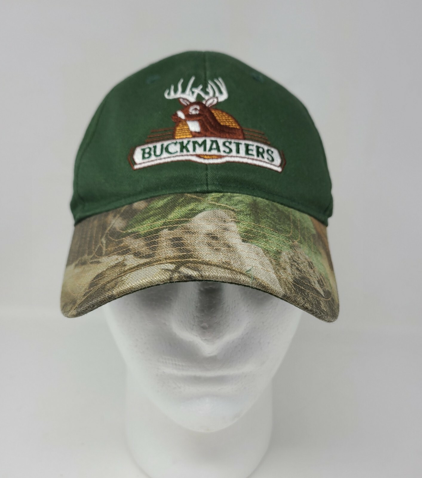Vintage Buckmasters Green & Camouflage Strapback Hat - Gem