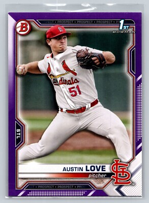 2021 Bowman Draft 1st Prospect #BD-164 Austin Love Purple Parallel /250 ...