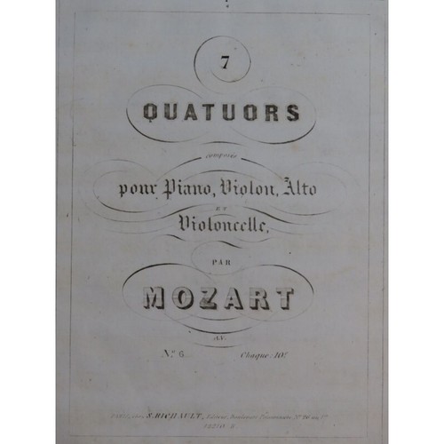 Mozart W.A.Quartett No 6 Piano Geige Alt- Cello ca1840 | eBay.de