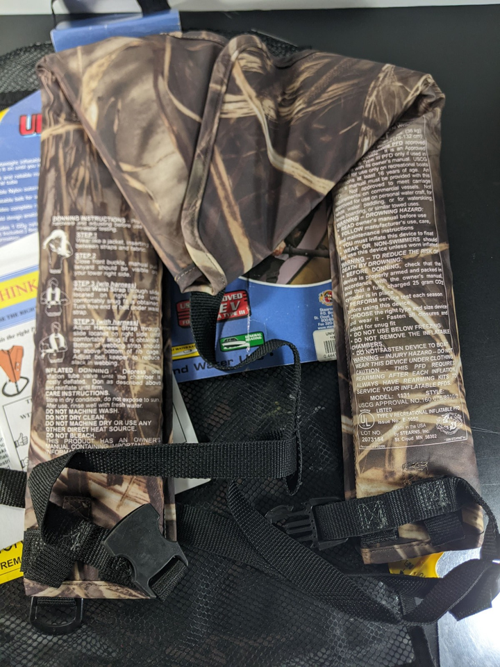 Stearns 1131MX4 Camo Ultra Manual Inflatable PFD Type V Life Jacket ...