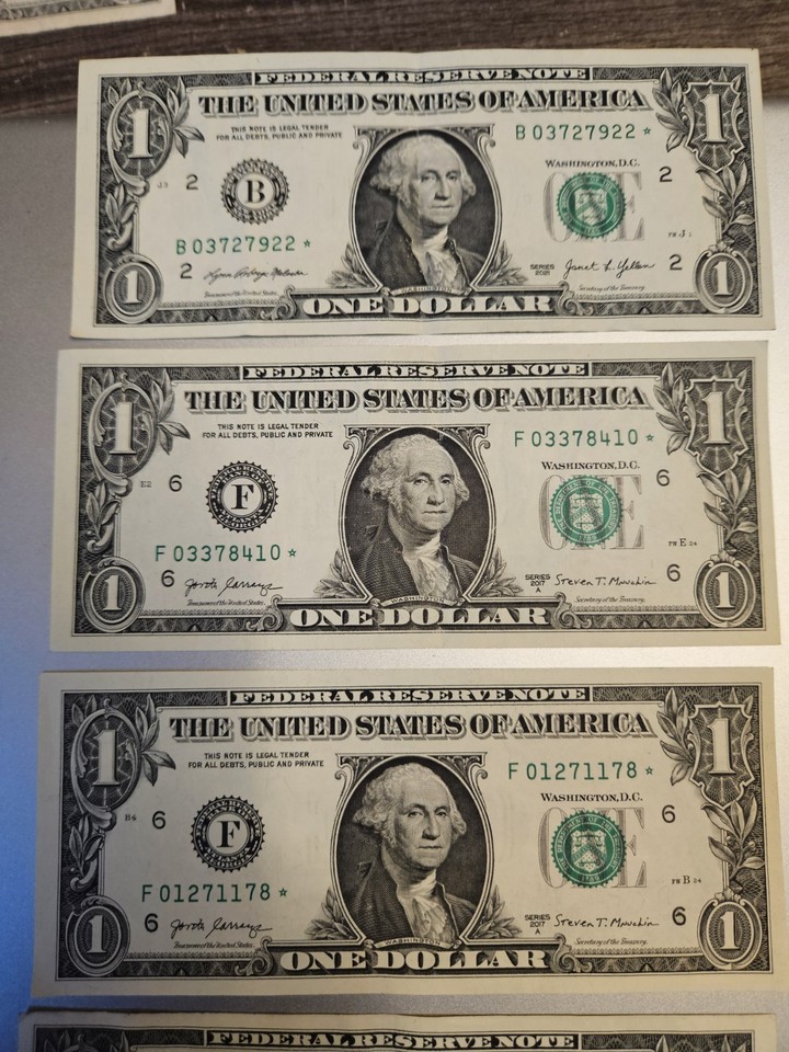 Lot of 5 $1 Federal Reserve Star Replacement Notes 2017A 2021 B F L | eBay