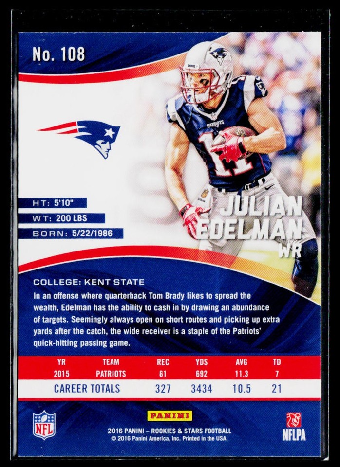 2016 Panini Rookies & Stars #108 Julian Edelman | eBay