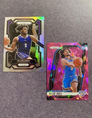 (2) 2024-25 Dillon Jones RCs-1 Pink Ice Prizm & 1 Silver Prizm Draft ...
