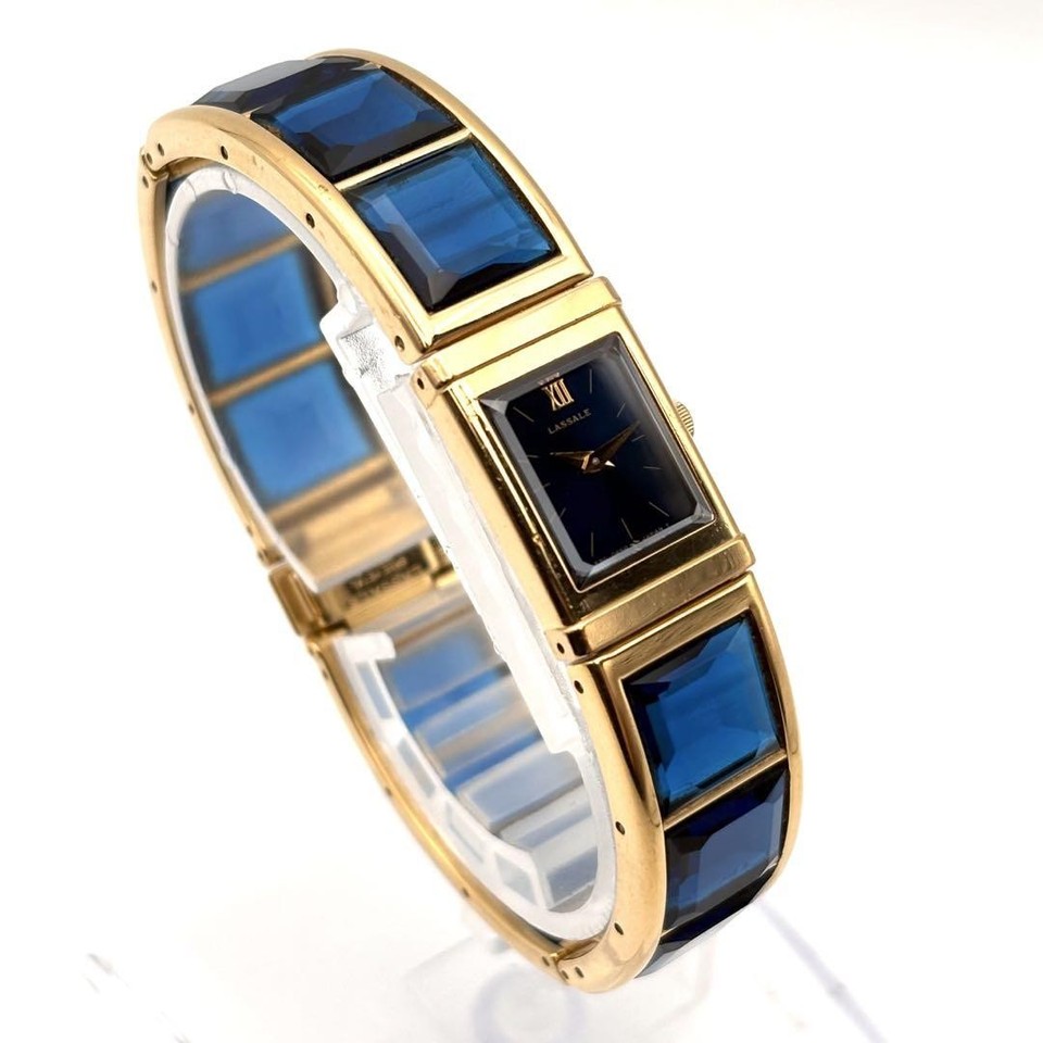 SEIKO LASSALE Blue Gold Quartz Bangle Watch Women's Fashion Accessory ...