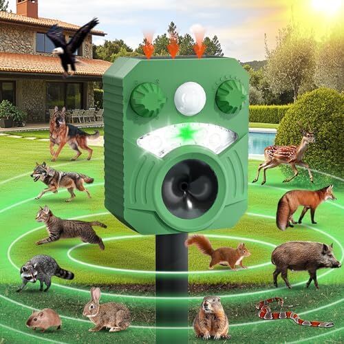 Ultrasonic Cat Dog Fox Pest Motion Sensor Repeller Scarer Deterrent ...