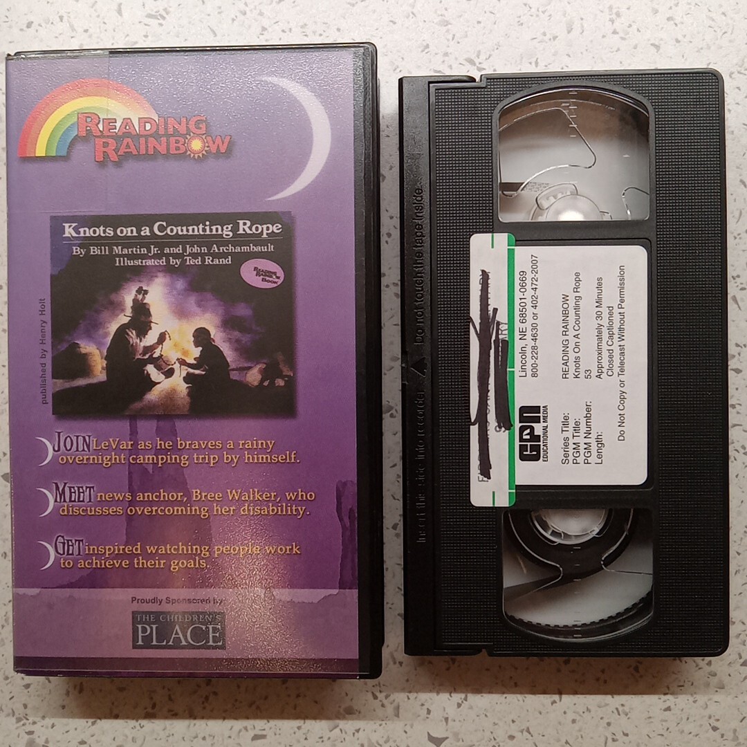 Reading Rainbow VHS "Knots on a Counting Rope" Ep #053/155 LeVar Burton ...