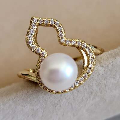14K Gold Plated Genuine Freshwater calabash Pearl Finger Ring | eBay