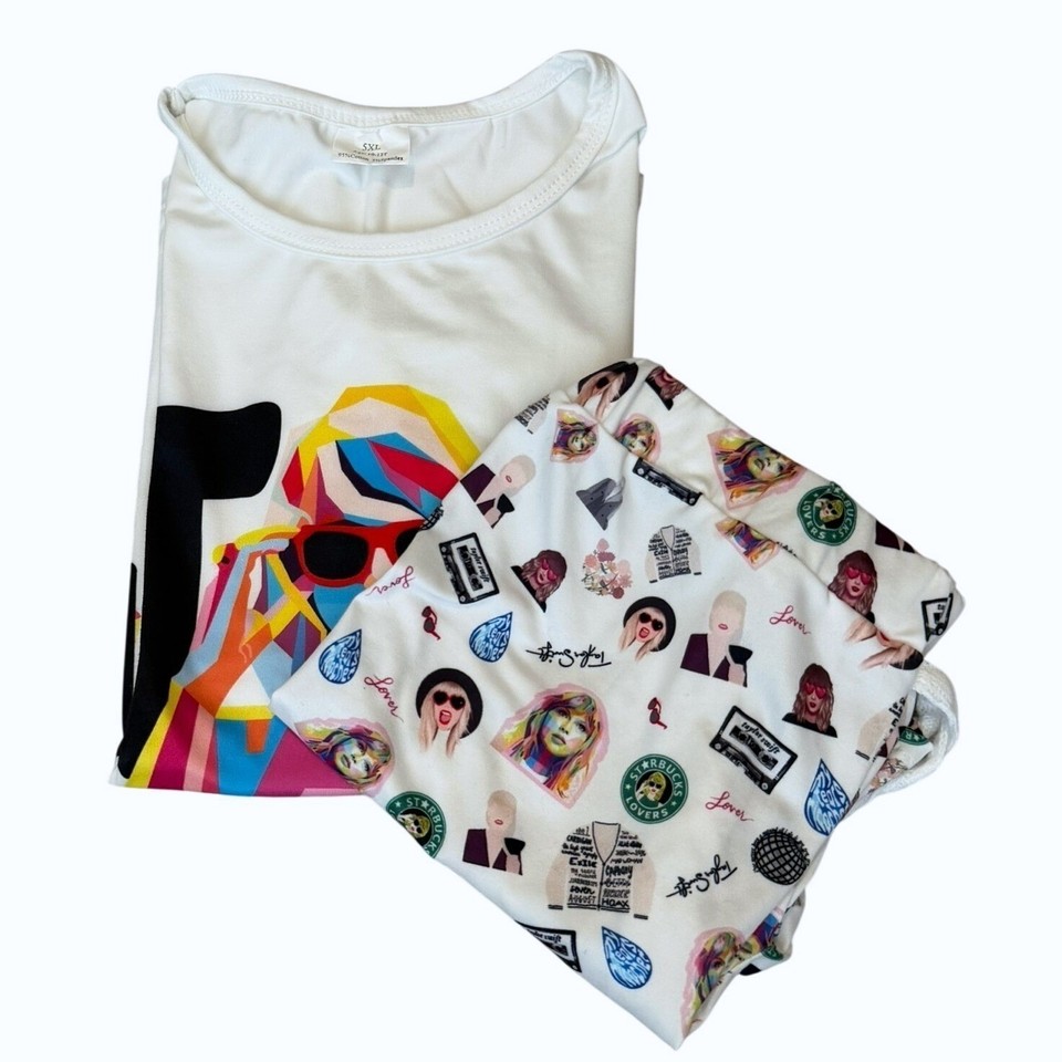 Taylor Swift 1989 PJ Set Short Sleeve Print with Shorts Size 10-12 | eBay