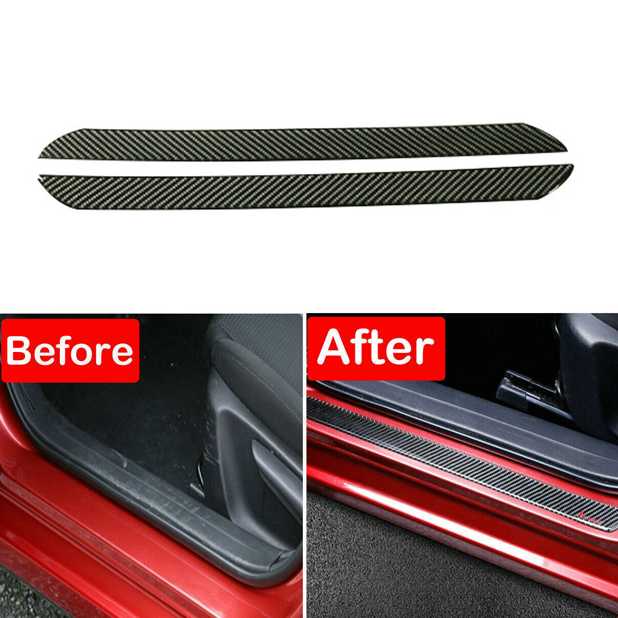 Car Carbon Fiber Door Sill Scuff Plate Panel Step Protector Accessories ...