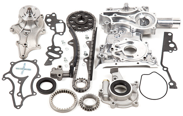 85-95 Toyota 2.4L Timing Chain Kit(Steel Guides)+Cover+Oil&Water Pump ...