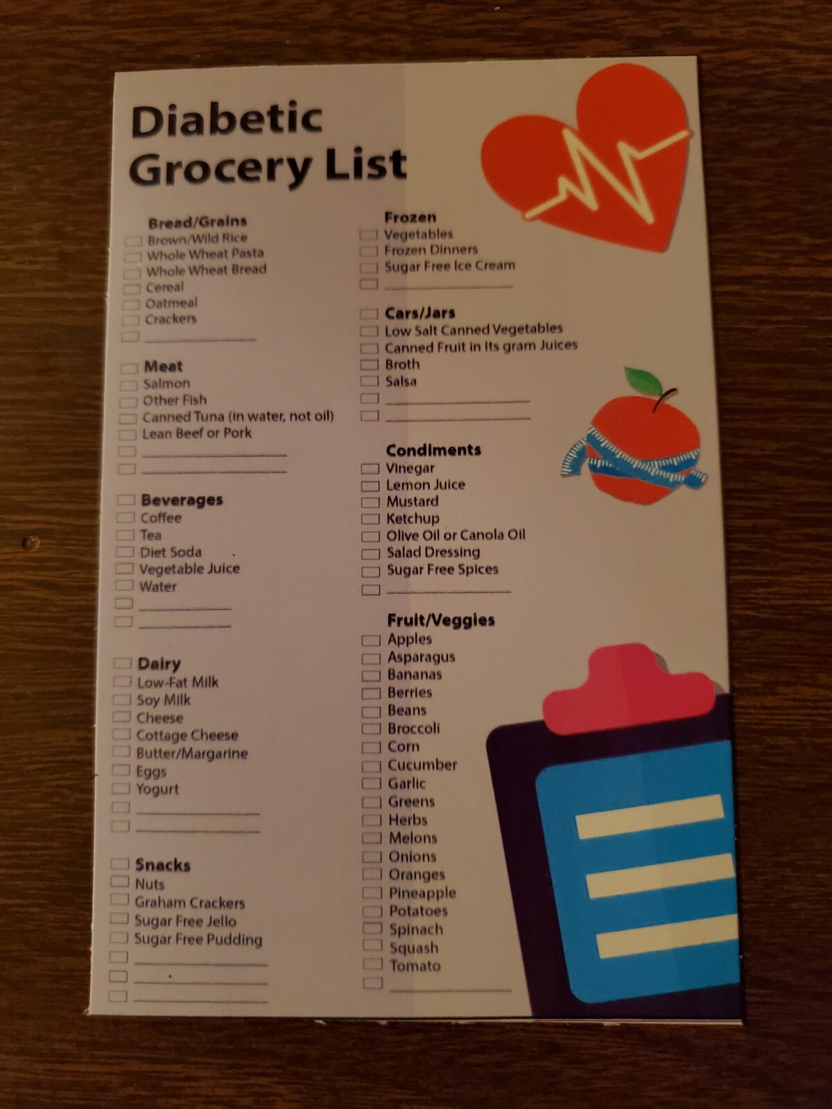 Diabetic Diabetes Grocery List Refrigerator Magnet 8x10 | eBay