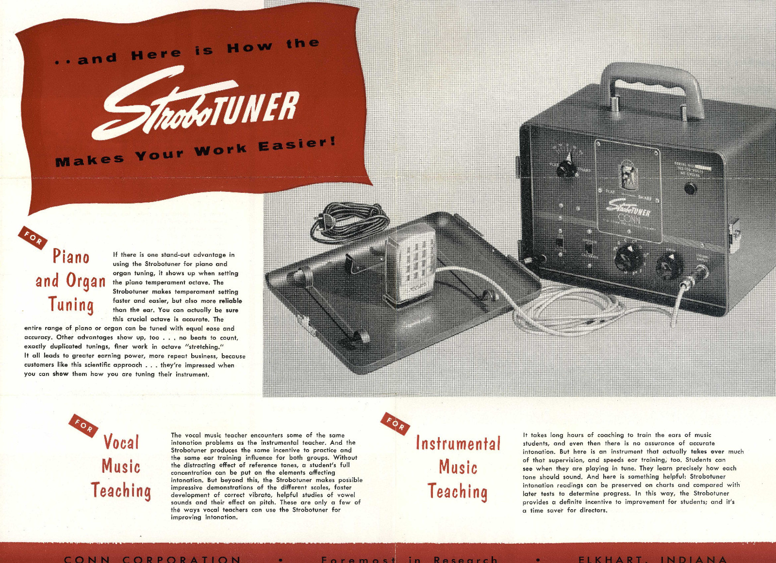 C G Conn Strobotuner ST-1 Manual Foldout Ad Lektro Tuner Ad Correspondence More | eBay