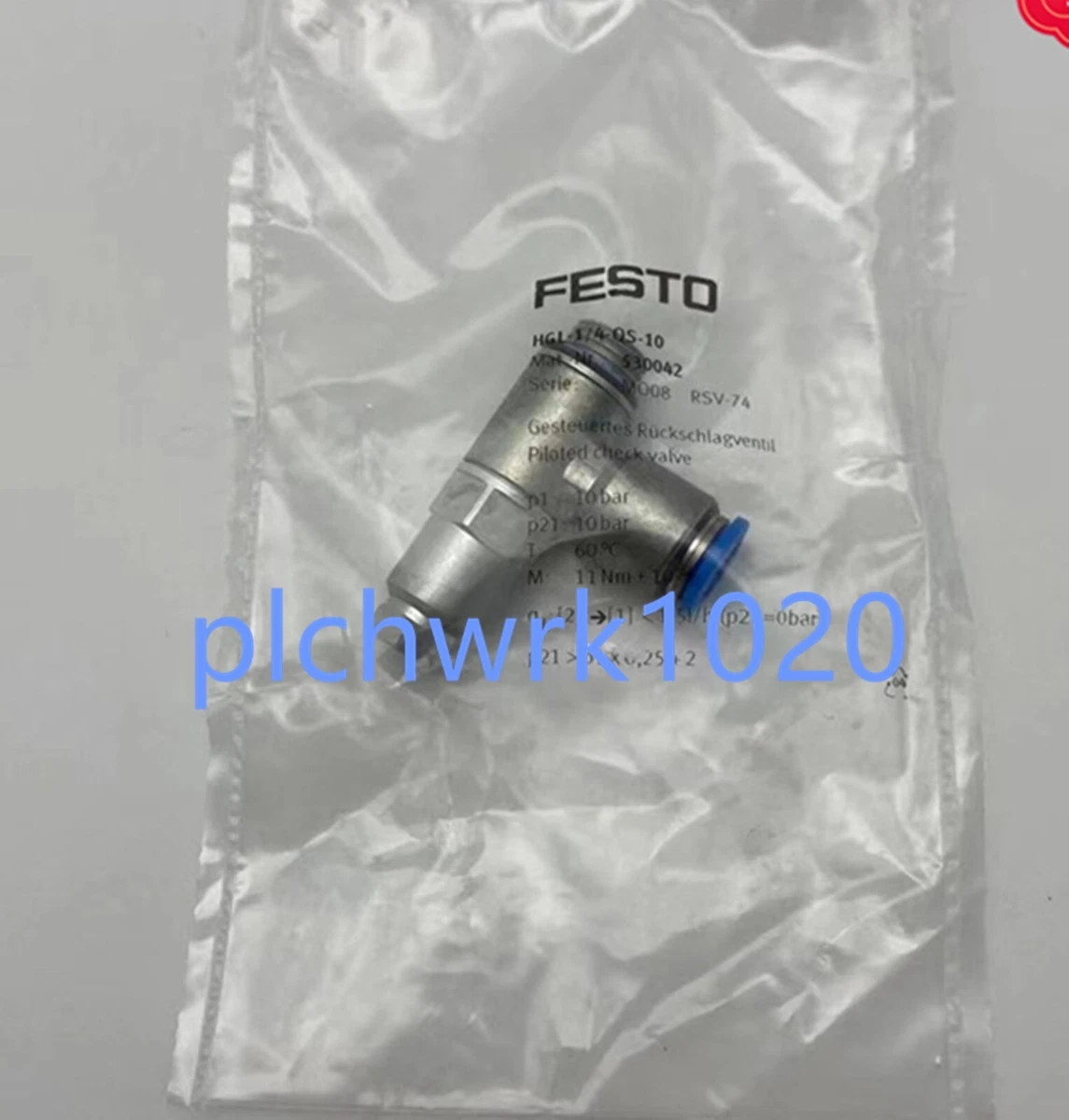 FESTO HGL-1/4 PILOT Operated Check Valve 1/4 In 12939 , 59% OFF