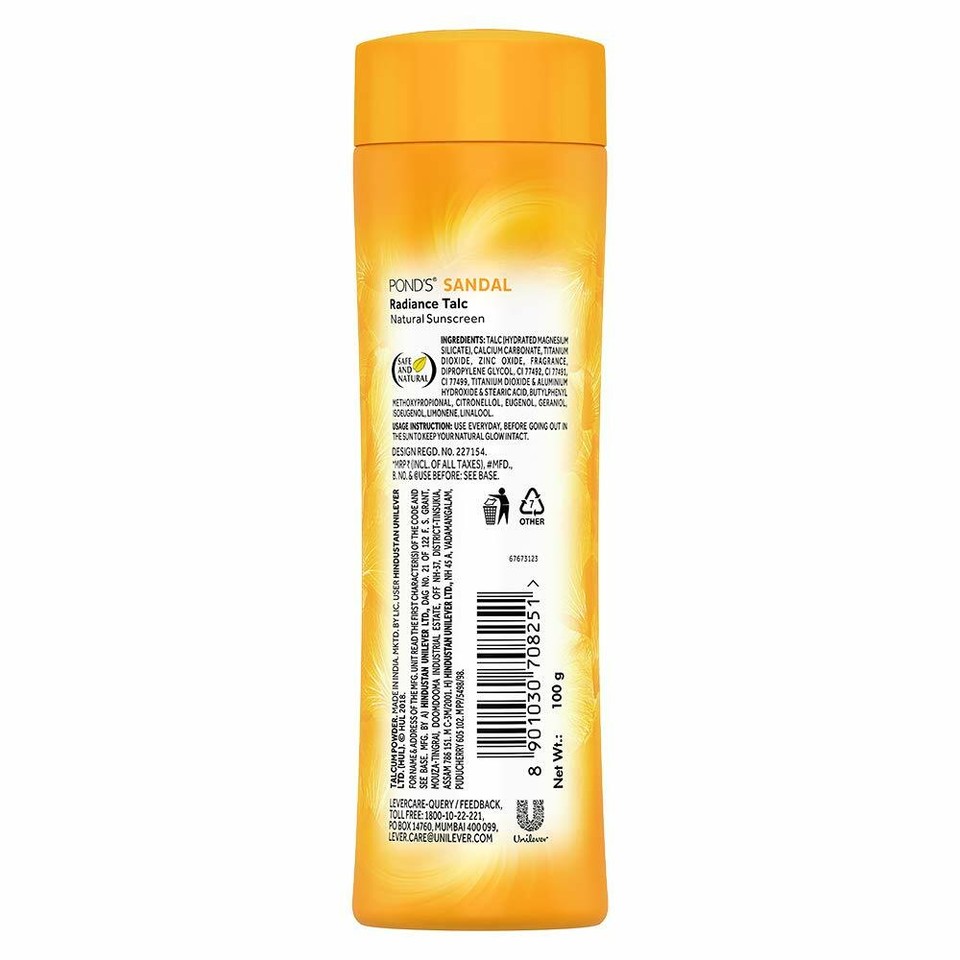 POND'S Sandal Radiance Talc Powder, Natural SunScreen, 50-400 Gram ...