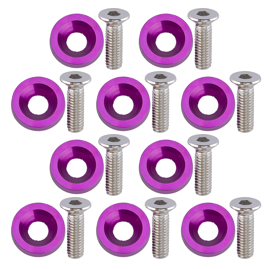 20X Purple Billet Aluminum Fender Bumper Washer Bolt Engine Bay Screw ...