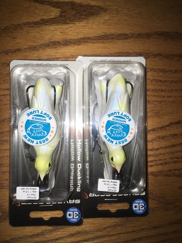 2 Savage Gear 3D HOLLOW DUCKLING Fishing Lures==LOT of 2 WHITE=4"=1/3oz ...