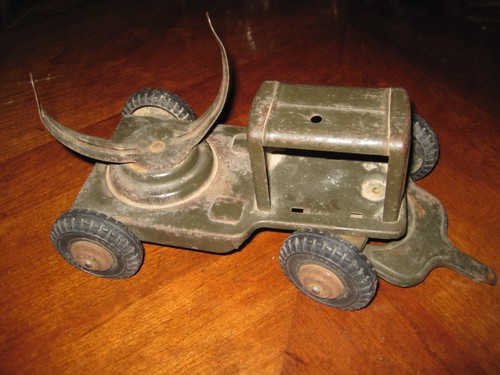 Vintage Antique Marx Lumar Tin Toy Army Truck Trailer Spotlight Parts ...
