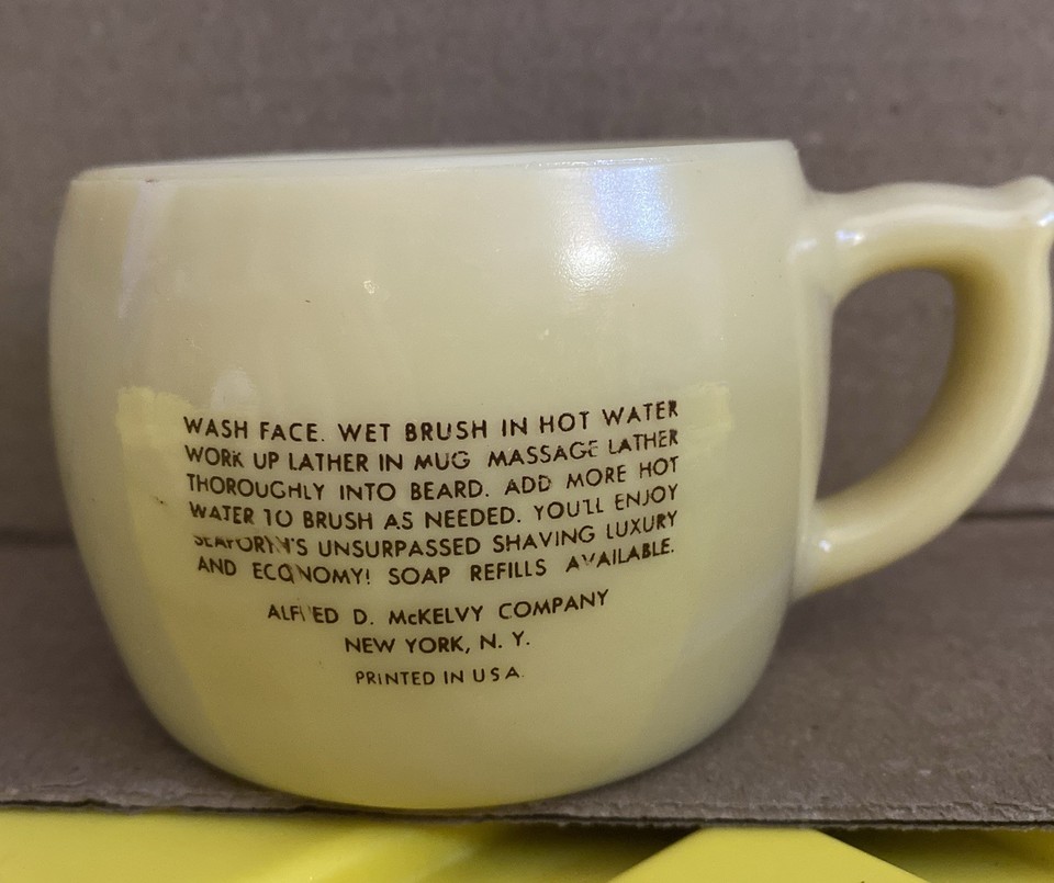 Vintage Custard Glass Seaforth Heather N Fern Shaving Mug Alfred D ...