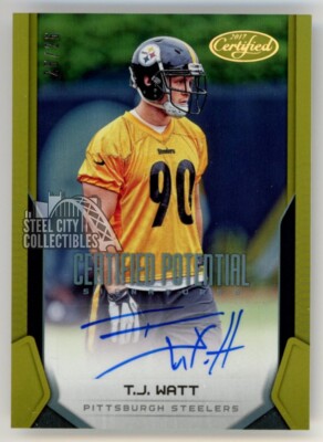 TJ Watt 2017 Panini Certified Potential Gold Autograph Rookie Card 25/ ...