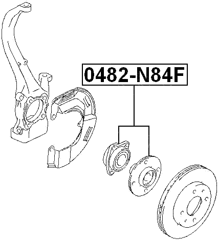 0482-N84F Febest FRONT WHEEL HUB MR334386, MR403970, MR403970, MR334386 ...