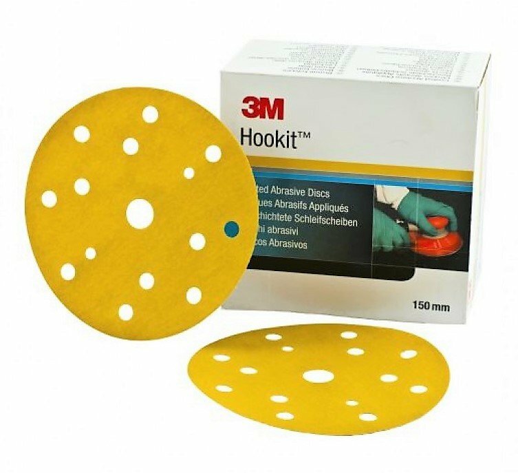 3M 255P + Hookit Gold Discs P180 - 150mm x 15mm Hole J5Z 50447 110 Pack ...