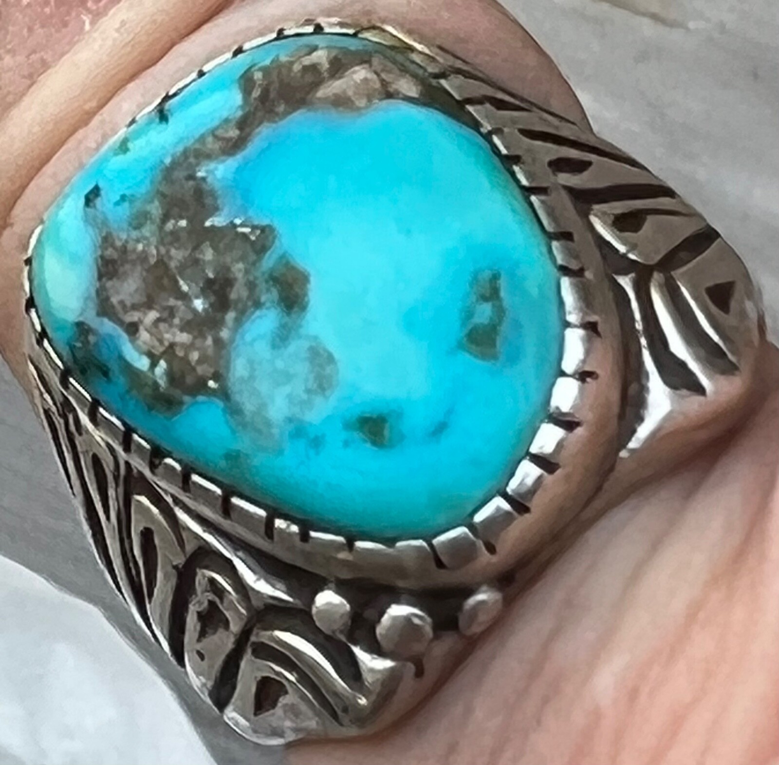 Best Early Navajo BisbeeTourquoise Ring Signd Tommy Singer Sterling ...