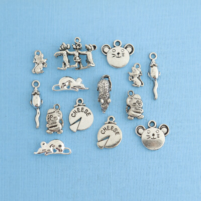 Mouse Charm Collection Antique Silver Tone 14 Charms - COL305 | eBay