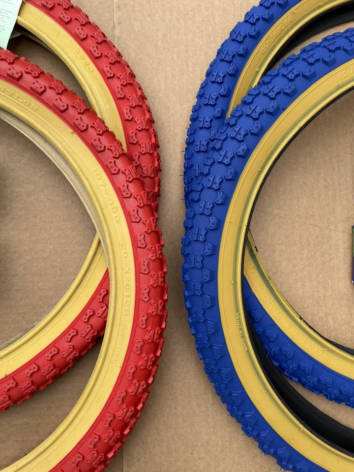 Bicycle TIRES + TUBES 20" x 2.125" Red/ Blue Gum Wall COMP III KNOBBY ...
