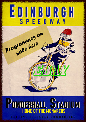 Edinburgh Speedway Programme Sales Aged Look Retro Style A4 Size Poster ...