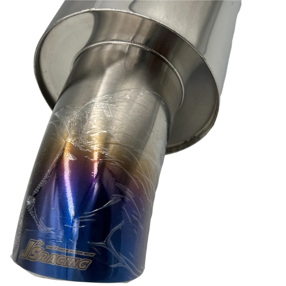 JS Racing Muffler Exhaust Alloy Stainless Steel Inlet 2.5 in Outlet 3 ...