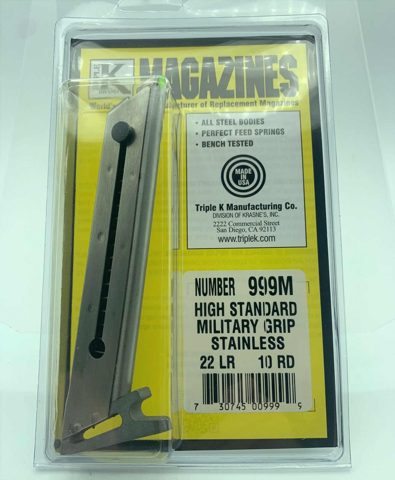High Standard Military Grip .22LR 10 Round RD Stainless Steel Magazine ...