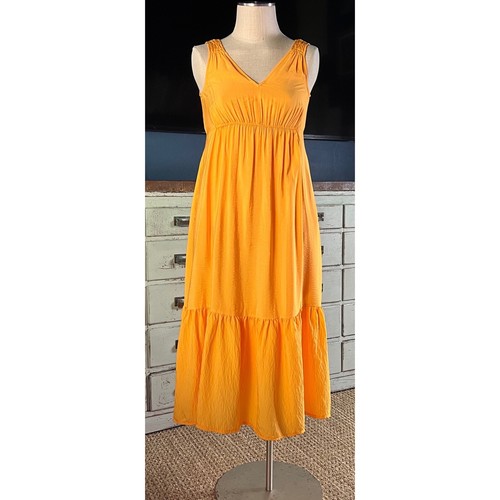 EUC $148 Anthropologie Gathered Tiered Maize Yellow Rare Maxi Long ...