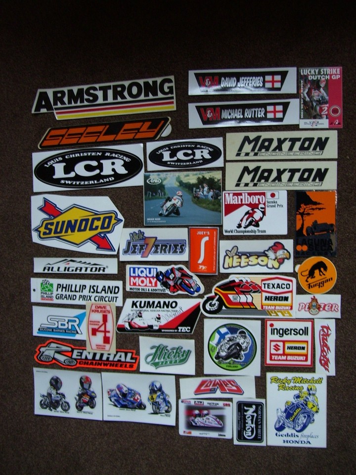 IOM TT Races, BSB, WSBK, MotoGP Thirty Six Stickers Various Years ...