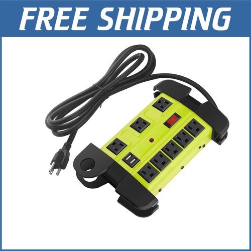 Heavy Duty Workshop Power Strip with USB & 8 Outlets - 2700 Joules Surge Prot... | eBay
