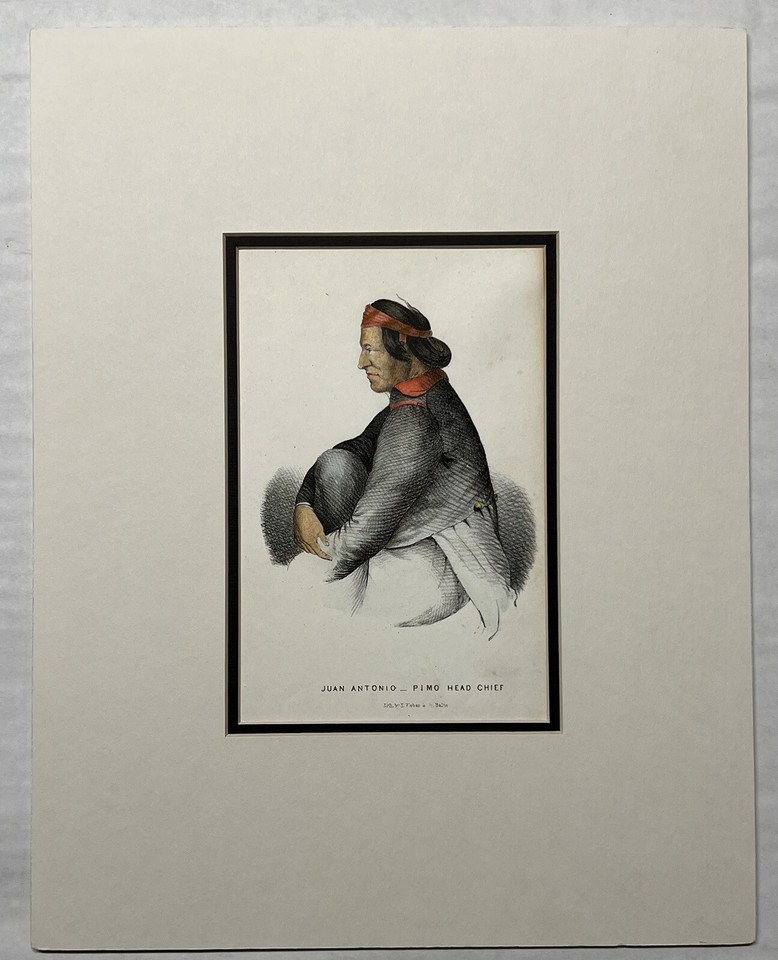 Original 1848 Pimo Head Chief print, Juan Antonio,Native American ...