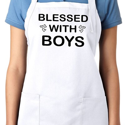 Blessed Positive Blessed with Boys gift Apron Cook Grill BBQ Boy Mama ...