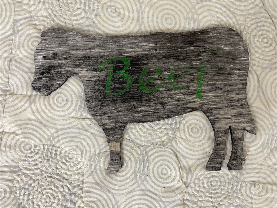 Vintage Primitive Hand Painted Vermont Outsider Art Beef Cow Wood Farm ...