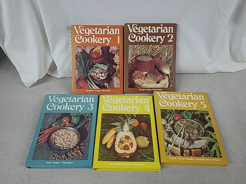 1971 Vegetarian Cookery Books 1-5 Complete Set Hardbound Spiral Pacific ...