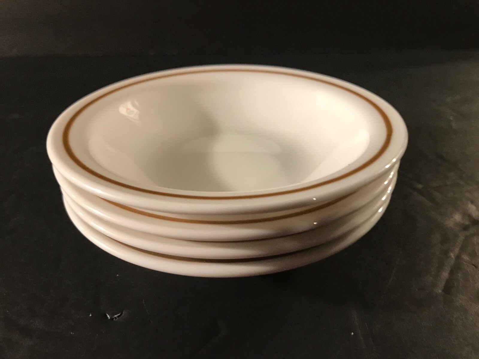 Lot of 4 Corning Pyrocream 4 3/4” Bowls with Brown Rim | eBay