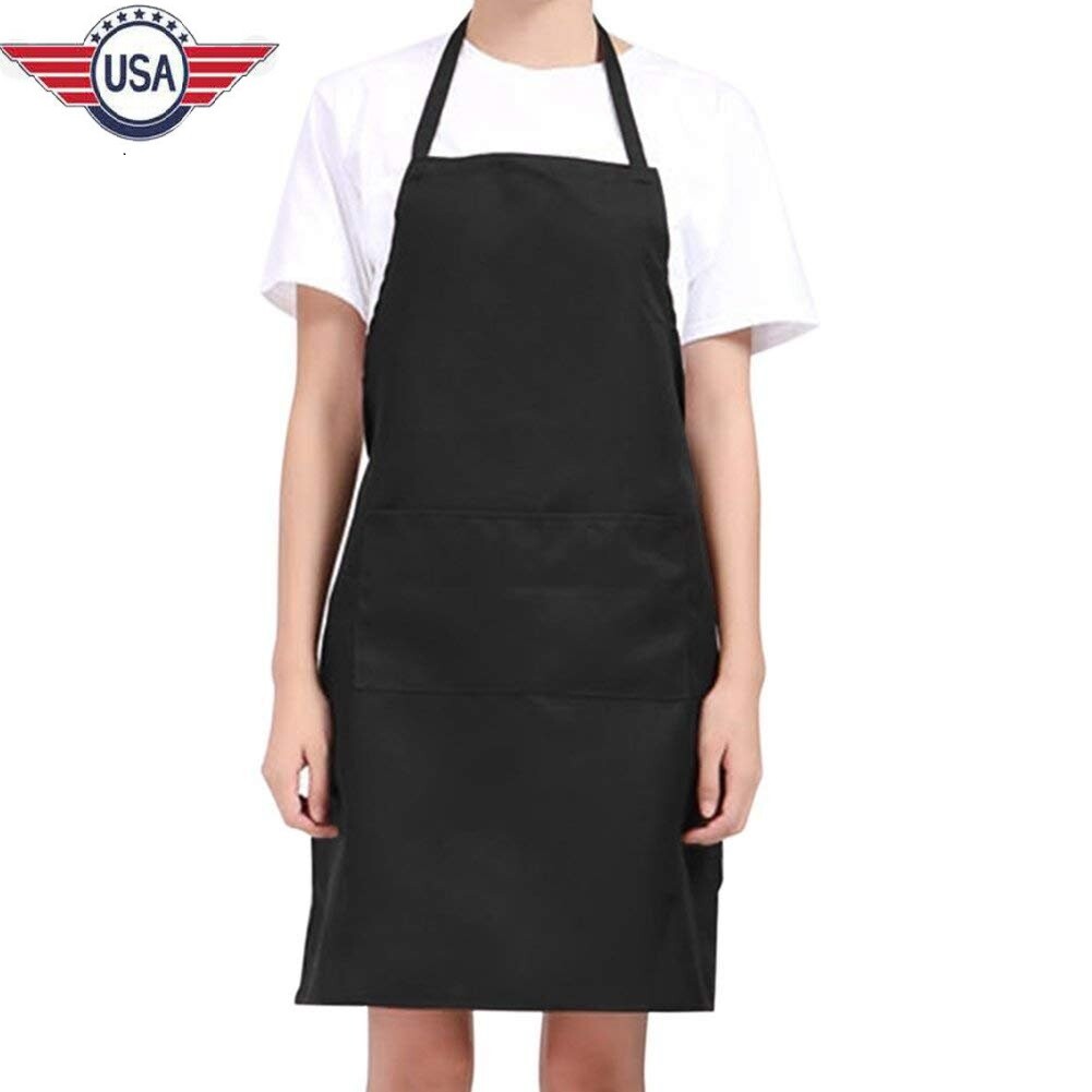 1Pack Cooking Kitchen Aprons Apron With 2 Pockets for Men Women Black ...