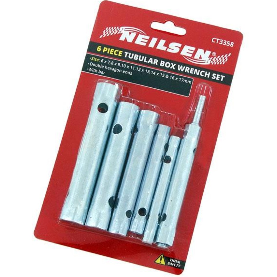 Neilsen 6pc Long Tube Spanner Tubular Box Wrench Set Plumber Mechanic ...