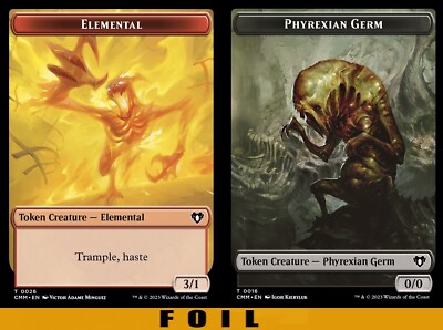 1x - ELEMENTAL (#26) \ PHYREXIAN GERM (#16) Token - FOIL - Commander ...