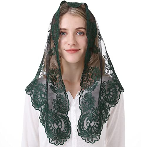 Lace Veil Mantilla Catholic Church Chapel Veil Head Covering Latin Mass Green... | eBay