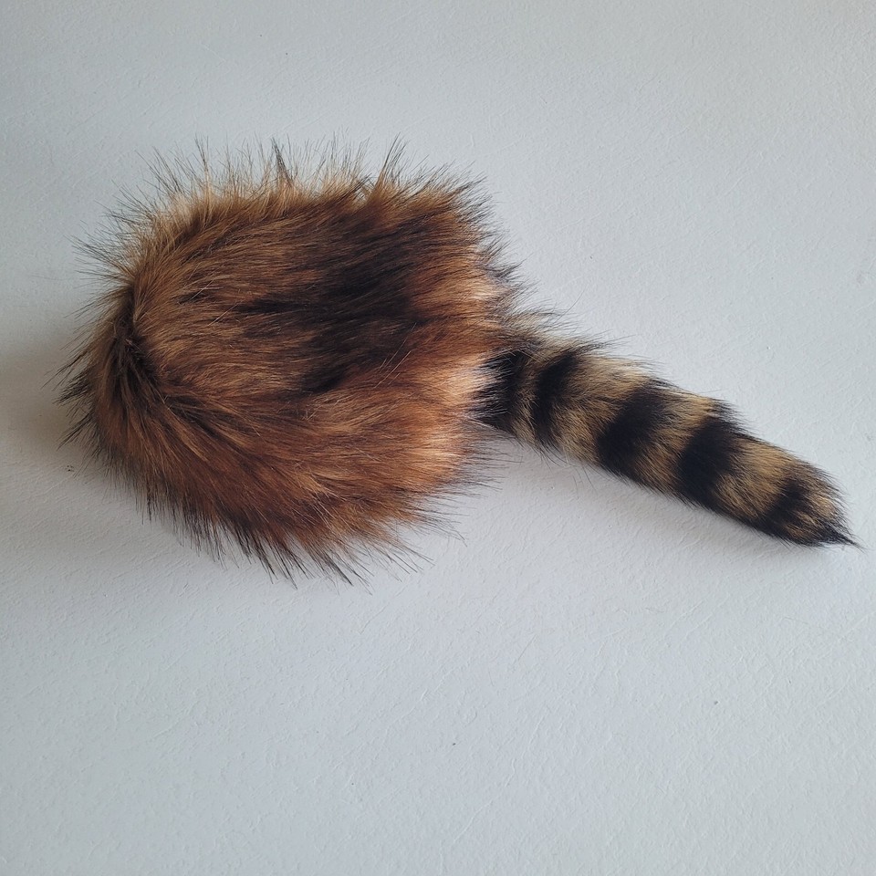 Plushy Coonskin Davey Crockett Cap Real Fur Tail Raccoon Coon Daniel ...