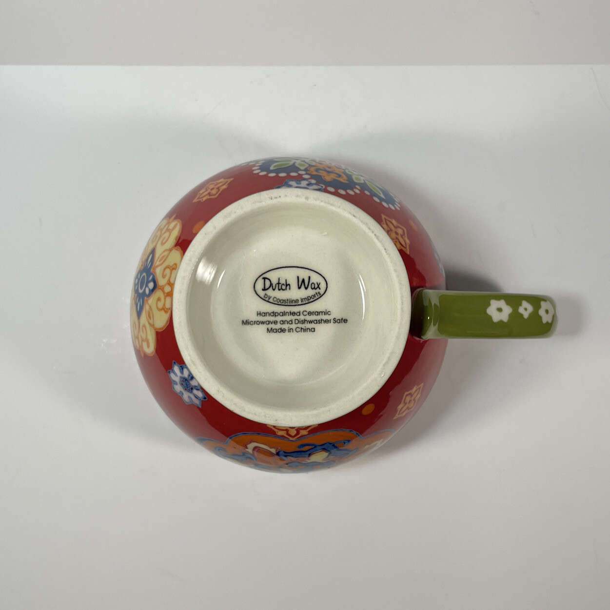 Dutch Wax Anthropologie Footed Mug Red Floral Coastline Imports Large ...