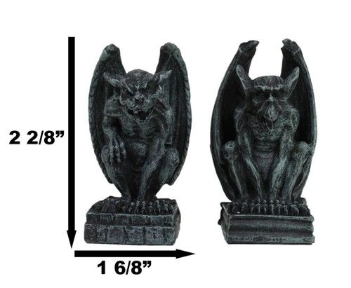Gothic Notre Dame Guardian Mini Gargoyle Statue Set of 2 Miniature ...